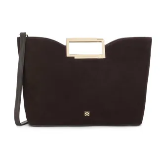 Kazar Femme, Sacs, Brun, Taille: ONE Size Sac en Daim avec Poign&eacute;es M&eacute;talliques