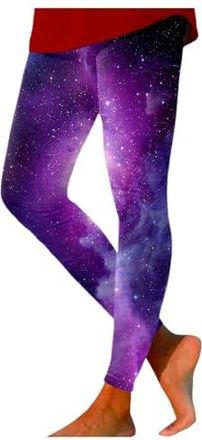 Generic Galaxy Costume Legging coloré pour femme avec impression 3D à paillettes Taille haute, violet, XL
