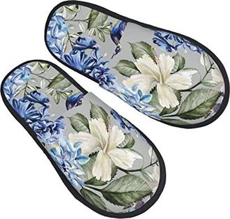 Generic Pantoufles DH&ocirc;tel Hortensia Hibiscus Iris Feuilles DOiseaux Doux Pantoufles De Voyage Portative Chaussons Pour Femmes Automne Chambre M