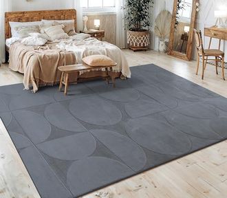 Paco Home Tapis Salon Chambre Adulte Poils Ras Motif Scandinave Motif Boho Motif Geometrique, Dimension:120x160 cm, Couleur:Anthracite 6