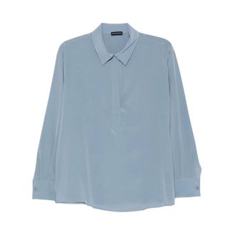 Emporio Armani Chemise Classique en Soie - Femme - Blouses et Chemises - Bleu - Taille: 34 FR