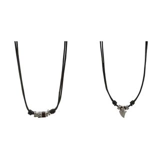 Fossil Herren Kette Leder & Herrenschmuck aus edelstahl, 42cm + 5cm Verl&auml;ngerung, Anh&auml;nger: 15 x 13 mm