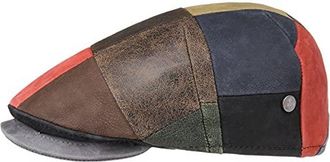 Lierys Casquette en Cuir Capri Bic Patchwork Homme - Made in Italy Gavroche avec Visiere, Doublure Automne Ete Printemps Hiver Printemps-ete - 58 cm Multicol
