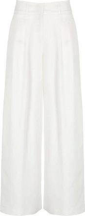PESERICO Femme, Pantalons, Blanc, Taille: 38 FR Pantalon Satin&eacute; en Viscose et Lin