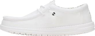 HeyDude Wally Stretch Sox - Mocassins confortables et l&eacute;gers &agrave; enfiler pour homme | Chaussures de voyage d&eacute;contract&eacute;es, Blanc/blanc, 42 EU