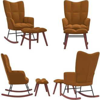 vidaXL Schaukelstuhl mit Hocker Samt Braun - Samtsofa - Relaxsessel - Schaukelstuhl - Lounge Chair - Gemütlicher Stuhl - Home & Living