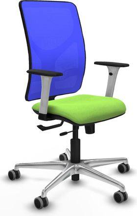 Piqueras y Crespo B&uuml;rostuhl mit wei&szlig;en und schwarzen Armlehnen, h&ouml;henverstellbare Lendenwirbelst&uuml;tze, ausgestattet mit Syncro/Traslack und Schneideschaum, Blau/Pistazie