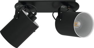 Eglo Deckenlampe Villabate, 2 flammige Deckenleuchte, Klassisch, Deckenstrahler aus Stahl und Textil, Wohnzimmerlampe in Schwarz, Wei&szlig;, K&uuml;chenlampe, Spots 