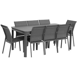 Sweeek Ausziehbarer Gartentisch + 8 St&uuml;hle aus Aluminium