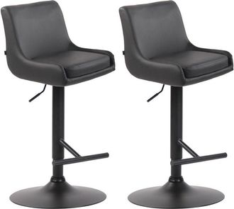 Clp 2er Set Barhocker Club Kunstleder grau schwarz