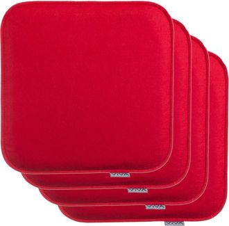 Brandsseller 4er Set Sitzkissen aus Filz 35x35x2 cm - Robuste Stuhlauflagen für innen und außen, eckiges Sitzpolster, strapazierfähiges Kissen für Stühle - Rot