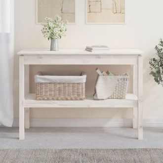 vidaXL Table console Blanc 110x40x75 cm Bois de pin solide Vidaxl