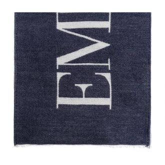 Emporio Armani Schal mit Logo - - Accessories - Herren - Blau - ONE SIZE