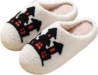 Generic Pantoufles pelucheuses dHalloween en forme de citrouille pour femme et homme - Chaussons mignons et confortables pour chambre &agrave; coucher, E, 39 EU