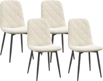 HOMCOM Homcom - Lot de 4 chaises velours - chaises de salle à manger design Chesterfield - beige clair