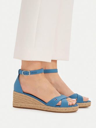 Tommy Hilfiger Espadrilles Tommy Hilfiger Hemp Crossover Strap Wedge Espadrilles FW0FW09332 Blau