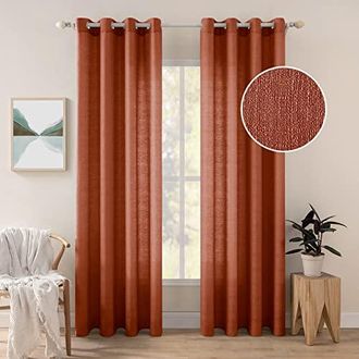 Miulee 2 Panneaux Rideaux Lin Imitaion Rideau De Fen&ecirc;tre Semi-Transparents Lisse &Eacute;l&eacute;gant D&eacute;coration Panneaux Voile De Fen&ecirc;tre Durable Traitement pour Chambre