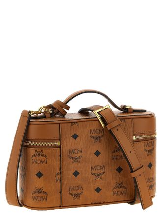 MCM Aren Coated Canvas Top Handle Bag - Cognac