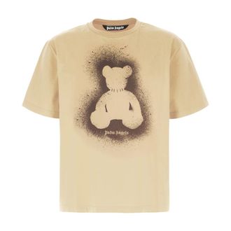 Palm Angels Homme, Tops, Beige, Taille: XL Spray Bear T-Shirt