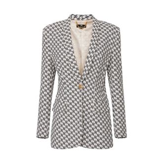 Elisabetta Franchi Einfach gekn&ouml;pfte Jacke mit Logo-Print - - Jackets - Damen - Mehrfarbig - S