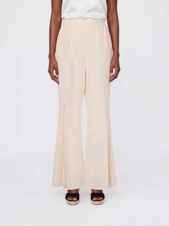 Mes Demoiselles... Pantalon &eacute;vas&eacute; taille haute en pure soie &agrave; taille &eacute;lastiqu&eacute;e