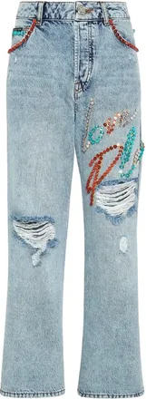 Philipp Plein Femme, Jeans, Bleu, Taille: W26 Jeans &Eacute;vas&eacute;s Orn&eacute;s de Clous