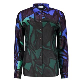 Ferragamo Femme, Blouses et Chemises, Multicolore, Taille: 38 FR Chemise en Soie Imprimée à Ourlet Arrondi