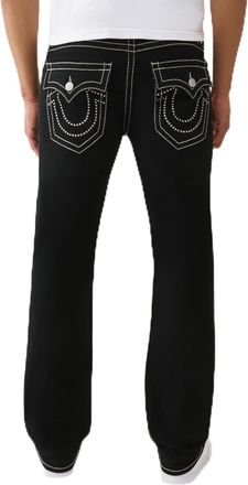 True Religion Herren Ricky Big T Flap Straight Jeans, Rinse Black, Bundweite: 97 cm