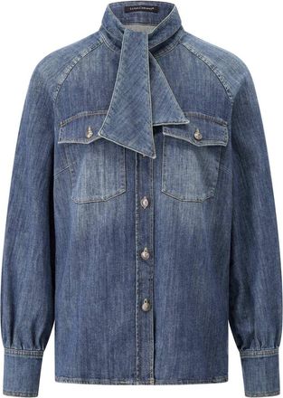 Luisa Cerano Denim-Bluse mit Schluppe