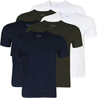 HUGO BOSS BOSS Hugo T-Shirts pour Hommes Business Haut Col Ras-De-Cou 50325887 6er Pack - 399 Blanc/Bleu/Open Vert, XXL