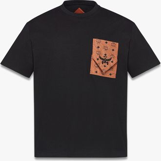 MCM T-Shirt aus Bio-Baumwolle mit aufgesetzter Monogramm-Tasche