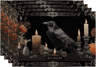 Generic Herbstraben-Platzsets, Schwarz, Gothic, dekorative Platzsets f&uuml;r Esstisch, rutschfest, waschbar, f&uuml;r drinnen und drau&szlig;en, Halloween-Party, Platzdeckch