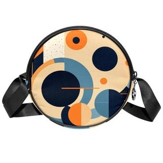 Generic Sac &agrave; bandouli&egrave;re rond pour femme, motif g&eacute;om&eacute;trique cubique, petit sac &agrave; bandouli&egrave;re avec fermeture &eacute;clair, bretelles r&eacute;glables, sac &agrave; main rond d&eacute;co