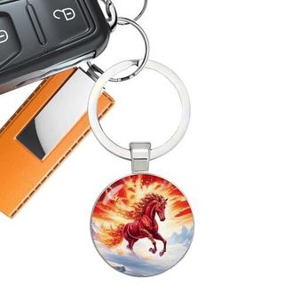 Generic Breloque cheval | Clip &agrave; motif flammes 2D | Porte-cl&eacute;s pour femme - Pour portefeuille, sac &agrave; dos, sac &agrave; main, cadeaux de f&ecirc;te de No&euml;l, cadeaux de No&euml;l