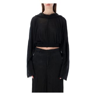 Rick Owens Cropped Kapuzen-Tunika - - Sweatshirts & Hoodies - Damen - Schwarzk - ONE SIZE