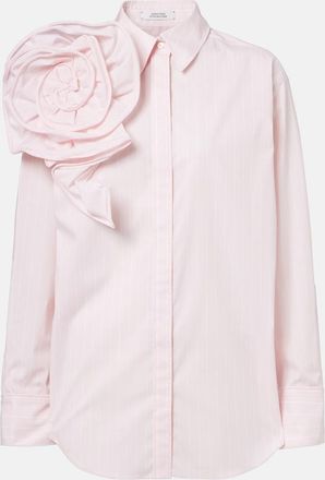 Dorothee Schumacher Bluse Striped Power mit Blumenapplikation aus einem Baumwollgemisch