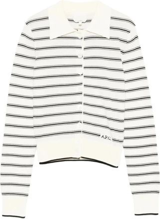 A.P.C. A.p.c., Femme, Pulls, Blanc, Taille: 38 FR Cardigan Classique