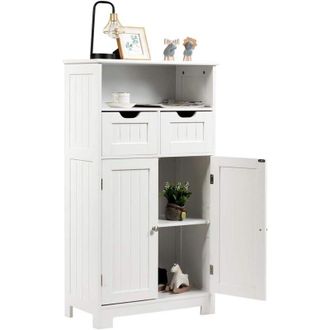 Costway Costway - Badezimmerschrank mit hoehenverstellbarer Ablage, Badschrank freistehend, Badkommode, Kuechenschrank fuer Badezimmer, Schlafzimmer