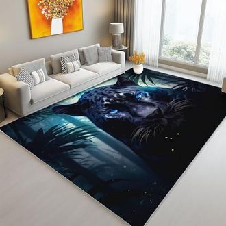 Generic Tapis Imprim&eacute; Fantaisie for&ecirc;t Animaux pour Salon Chambre D&eacute;coration de la Maison - Sombre Flanelle Antid&eacute;rapante Tapis Salon de Sol paillasson 120 x 1
