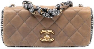Chanel Hobo Bags - Small Quilted Lambskin and Tweed Chain Flap - Gr. unisize - in Braun - für Damen