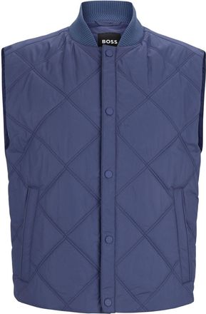 BOSS Herren P-Canopus Wasserabweisende Regular-Fit Weste mit Rautensteppung Dunkelblau 56