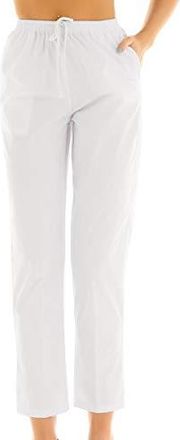 dPois Pantalon de Travail Pantalon Infirmi&egrave;re Blanc Blouse Pantalon M&eacute;dical Blouses Unisexe - Pantalons Uniformes DH&ocirc;pital Docteur Travail Industriel Labora