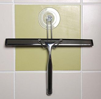 MSV Bad- und Duschabzieher mit Wandaufh&auml;nger - Saugnapf oder Bohren