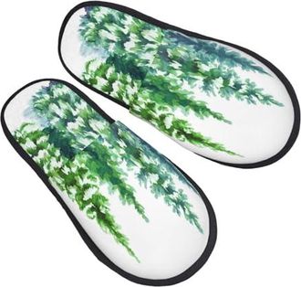 Generic Pantoufles Moelleuses Sapins De No&euml;l Enneig&eacute;s Chausson Maison Confort Slippers Pour Chambre Femme Ext&eacute;rieur L