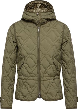 Moncler Moncler Lilas Geometric Quilted Hooded Short Down Jacket, Women, Green, Size: 00