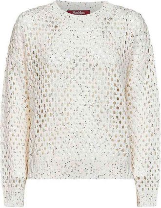 Max Mara Rundhalspullover - Wei&szlig;