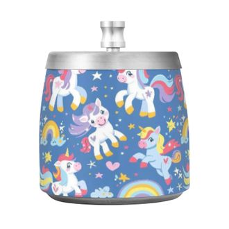 Mnsruu Einhorn-Aschenbecher mit Deckel, Edelstahl, rauchfrei, geruchlos, winddicht, Zigarren-Aschenbecher für Terrasse, Zuhause, Büro, Tischplatte im Freien