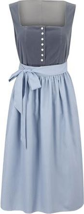 Generic Robe en velours pour femme - Avec tablier Dirndl - &Eacute;l&eacute;gante robe festive en mousseline de soie, gris, 3XL