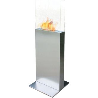 Purline Bodenstehender Ethanol-Kamin, rechteckiges Turmdesign aus Stahl und geh&auml;rtetem Glas