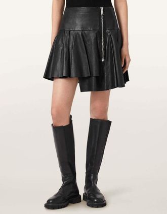 AllSaints Irina - Lederrock in Schwarz